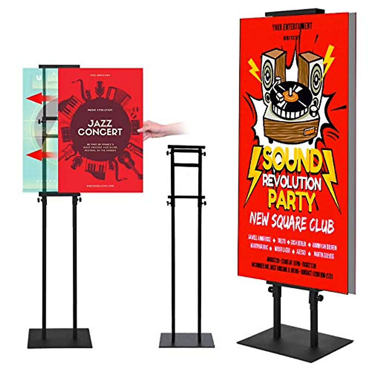 GUOHONG Poster Stand for Display Pedestal Sign Stand,Adjustable Floor Standing Sign Holder,Heavy Duty Banner Stand with Base Height Up to 75 inch Double-Sided for Board & Foam Sign (75in)
