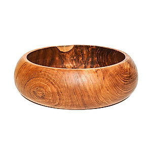 Rainforest Bowls 11" Rounded Javanese Teak Wood Salad Serving Bowl- Perfect for Everyday Use, Hot & Cold Friendly, Ultra-Durable- Exclusive Luxury Custom Design Handcrafted by Indonesian Artisans