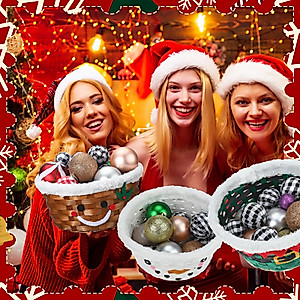 Youyole 4 Pieces Christmas Basket for Gifts Snowman Woven Bamboo Basket Xmas Round Gingerbread Basket Small Santa Claus for Christmas Party Supplies Gift Snack Storage