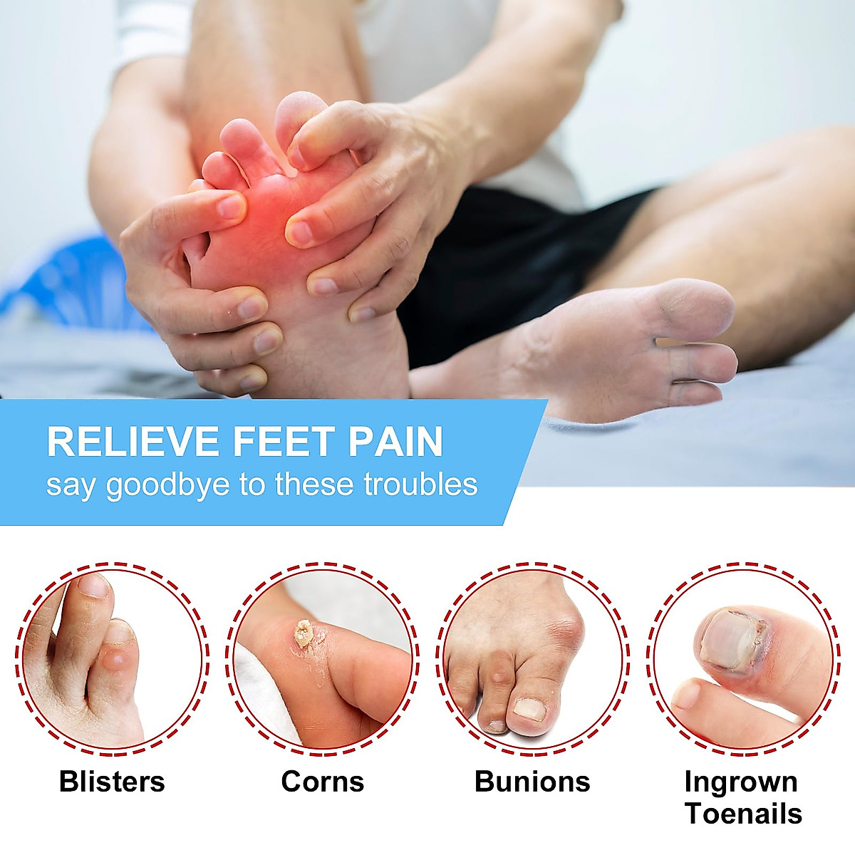 Pnrskter Pinky Toe Protector Caps - Open Toe Sleeves(10pcs), Toe Covers Toe Cushions for Corn, Hammer Toes, Blisters, Bunion, Toenails Loss and Friction Pain Relief (for Women & Men)