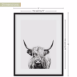 Homeforia - 11x14 inch Metal Picture Frame - 11 x 14 Aluminum Photo Frames - 8x10 Mat - Tempered Glass - Wall Hook Included - Set of 1 - Black