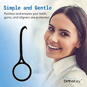 OrthoKey Clear Aligner Removal Tool | Invisible Removable Braces, Denture, Brackets, Retainer Remover Key | Personal Orthodontic Supplies, Dental-Grade for Ortho Cleaning & Travel Use | (1-Pack) Black