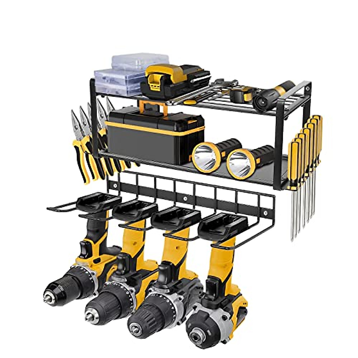 Jeasor Heavy Duty Floating Power Tool Organizers, Metal Holder Wall Mount Storage Rack for Tools, Premium and Sturdy Drill Rack, Multifunctional Garage Tool Rack, and Perfect for Screwdriver Holder