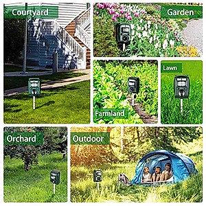 Ultrasonic Animal Repeller, Solar Powered Animal Repellent Outdoor Cat Repellent Dog Deterrent with Motion Sensor Waterproof Bird Repellent for Squirrels Rabbit Fox Raccoon Deer ,Yard Garden Farm