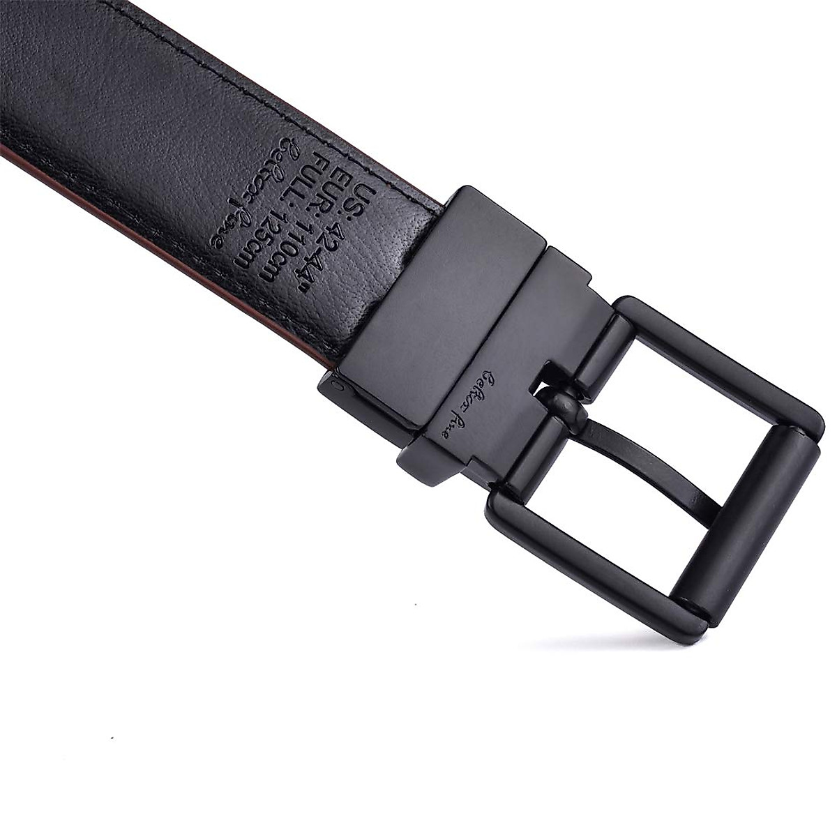 Beltox Men’s Belts Dress Casual Reversible Leather 1.1” w Roller Buckle Rotated(Black/Brown w Black Buckle, 34-36)