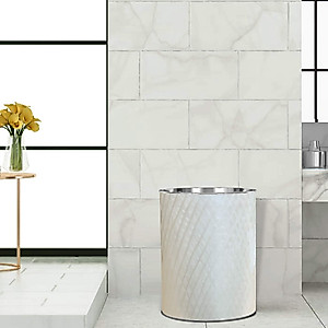 nu steel Almere Enamel Decorative Stainless Steel Small Trash Can Wastebasket, Garbage Container Bin for Bathrooms, Powder Rooms, Kitchens, Home Offices - Enamel