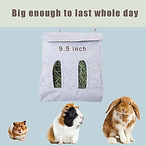 Guinea Pig Hay Feeder with Large Capacity, Hanging Hay Bag Feeders for Rabbit, Chinchilla, Bunny Cage, Durable Oxford Fabric Holder with Metal Hooks for Small Animals