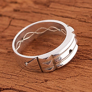 NOVICA Artisan handmade .925 Sterling Silver Band Ring Artisan Crafted Atlantis from Peru 'Atlantis Power'