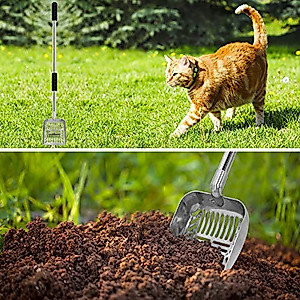 Abealv Cat Litter Scoop Metal Cat Litter Scooper Long Handle Cat Scoop Detachable Stainless Steel Non-Stick Cat Litter Sifter Pet Scoop with Deep Shovel Kitty Cat Scooper for Sifting Cats Litter