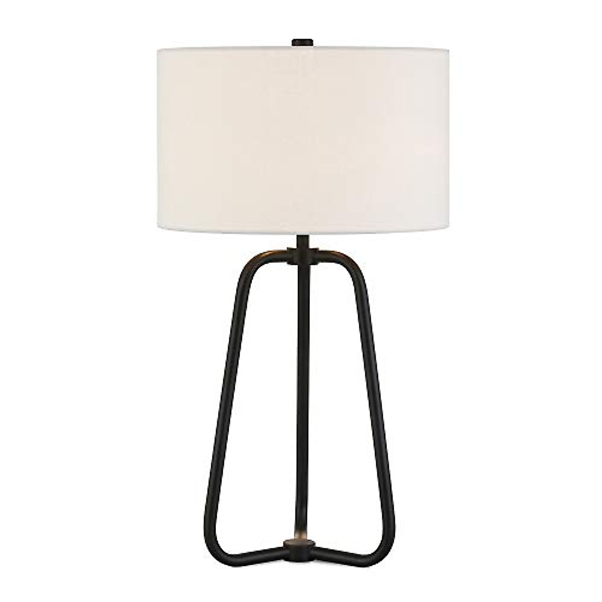 Marduk 25.5" Tall Table Lamp with Fabric Shade in Blackened Bronze/White