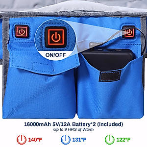 ANTARCTICA GEAR Heated Double Camping Chair, 2-Person Folding Chair with 12V 16000mAh Battery Pack, Heated Portable Loveseat Chair, for Outdoor