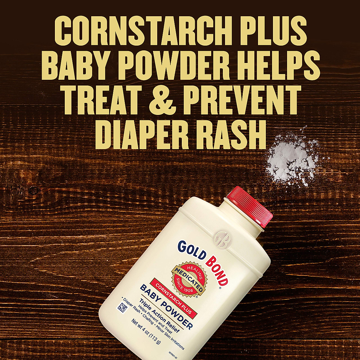 Gold Bond Medicated Baby Powder 4 oz., Cornstarch Plus, Helps Prevent & Treat Diaper Rash