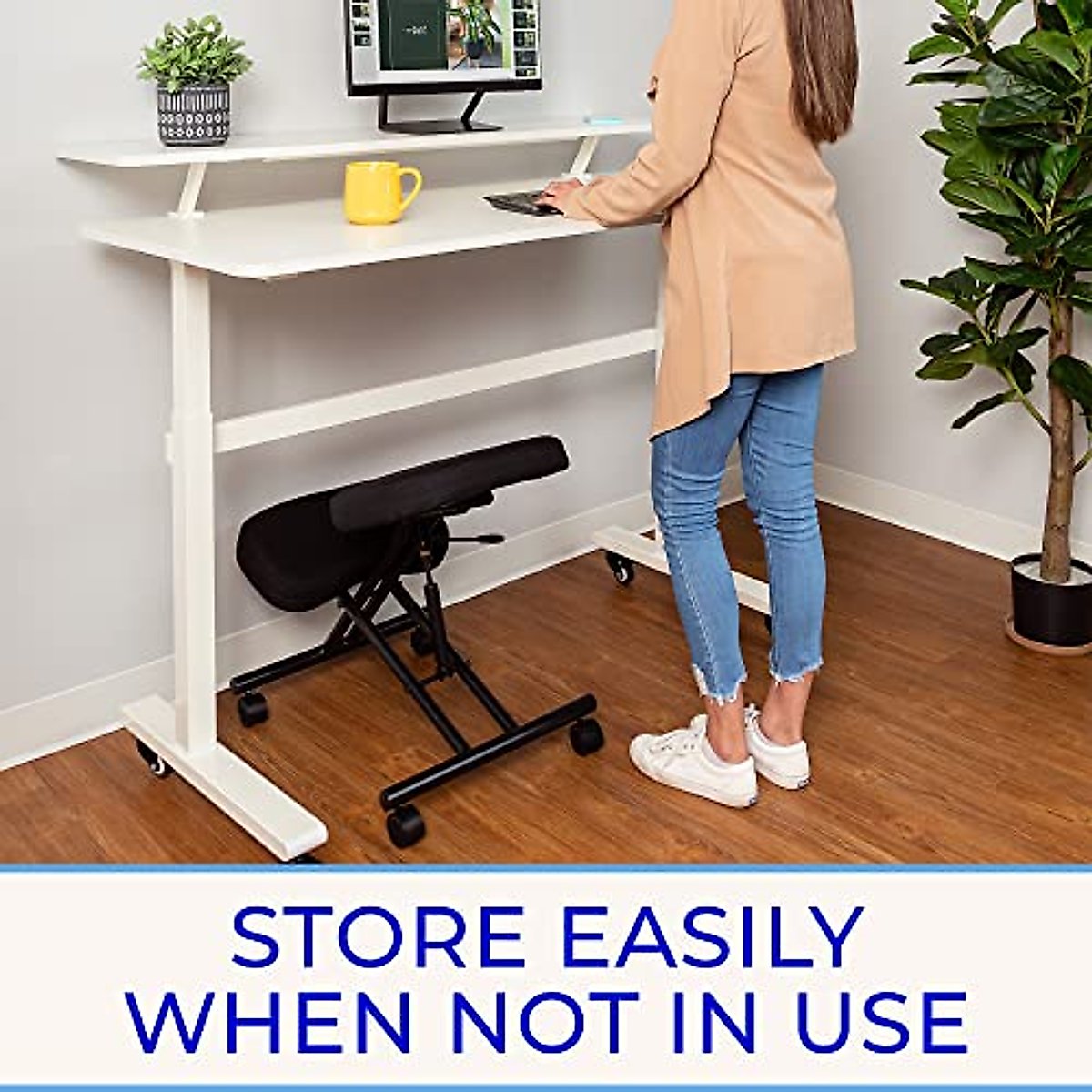 ProErgo Pneumatic Ergonomic Kneeling Chair | Fully Adjustable Mobile Office Seating | Improve Posture to Relieve Neck & Back Pain | Easy Assembly | Use in Home, Office & Classroom