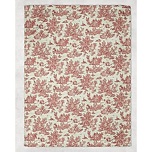 Red Toile Throw Blanket,Fleece Blanket with The 1800's Toile Print, Mid-Century décor (L 150X130 CM / 60X50)