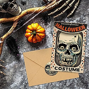 AnyDesign 30 Pack Halloween Cards Horror Character Greeting Cards with Stickers Envelopes Scary Movie Character Blank Note Cards for Halloween Birthday Party Supplies, 4 x 6 Inch