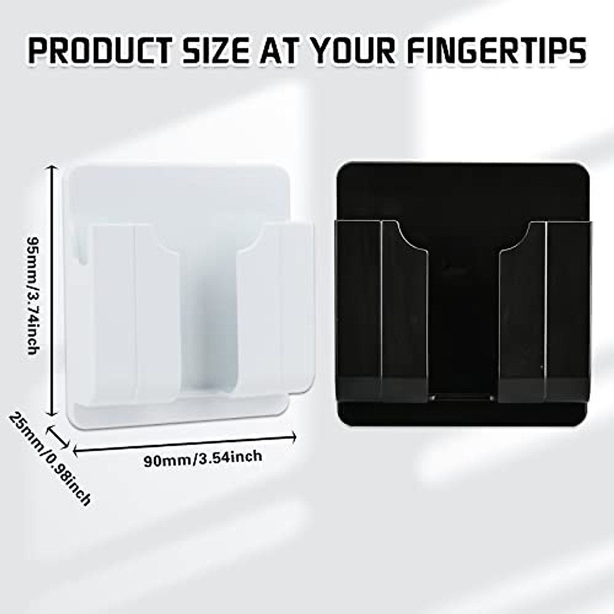 WZSANDS 4PCS Wall Mount Phone Holder with Adhesive, Phone Stand with Data Line Receiving Hole, Bed Side Shelf,Remote Control Stand, Use for Home,Office Black