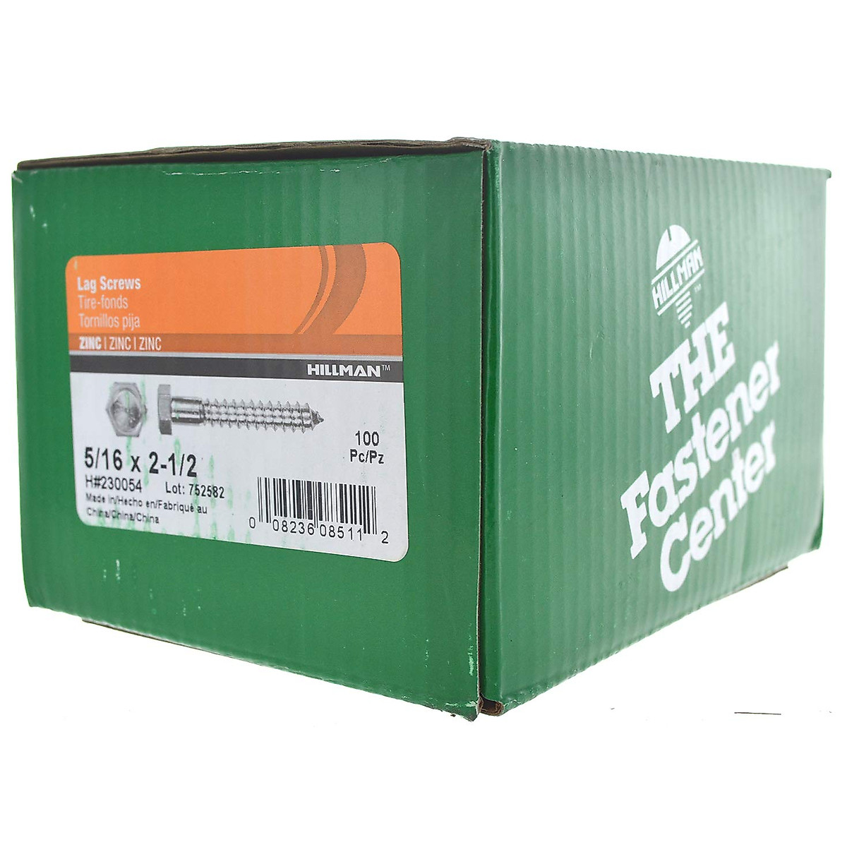 The Hillman Group 230054 Hex Lag Screw, 5/16-Inch X 2-1/2-Inch, Zinc, 100-Pack