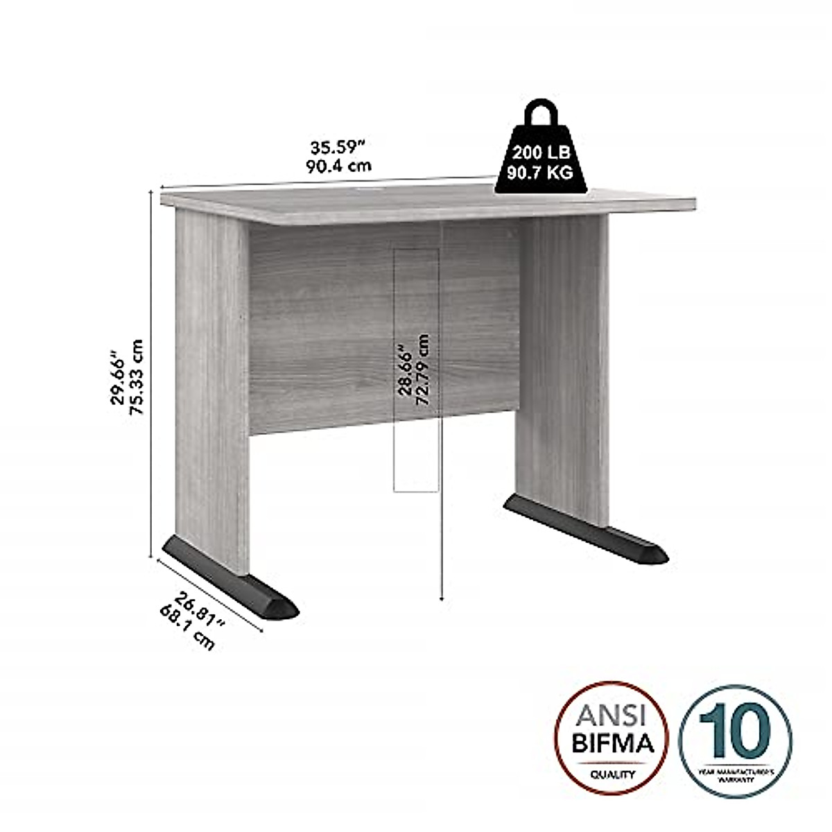 Bush Business Furniture Series A 36W Desk, Platinum Gray