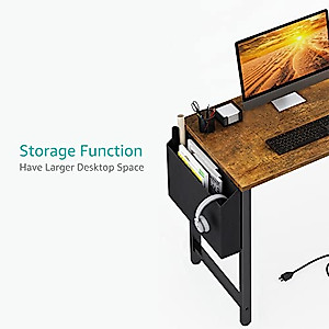 Lufeiya Small L Shaped Desk with Power Outlet Shelves, 40 Inch Corner Desk for Small Space Home Office, L-Shaped Computer Desk PC Desks with Charging Station, Rustic Brown