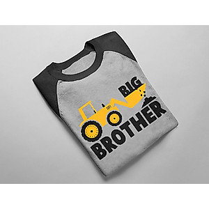 Tractor Construction Big Brother Shirt Sibling Boys Toddler Kids 3/4 Sleeve Baseball Jersey T-Shirt 3T Dark Gray