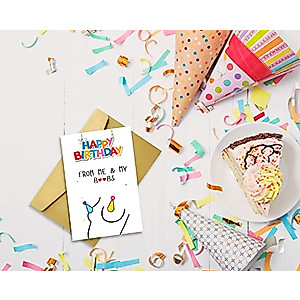 Funny Birthday Card for Men, Dirty Adult Friend Happy Birthday Gifts for Boyfriend Husband, Cheeky Boob Greeting Card for Him Her, Romantic Couples Birthday Cards with Stickers and Envelopes