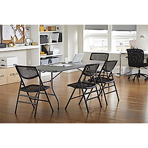 COSCO 6 ft. Fold-in-Half Banquet Table w/Handle, Gray