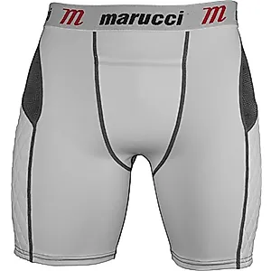 Marucci Mens Elite Shorts Sports, MASL-W-AM, Adult Padded Slider, White, Medium US