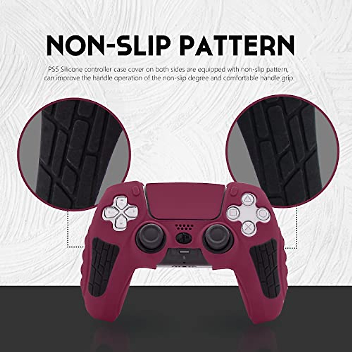 PS5 Controller Skin Anti-Sweat, Anti-Slip,and Dustproof PS5 Silicone Controller Case PS5 Controller Accessories for Playstation 5 Controller Skin(CosmicRed)