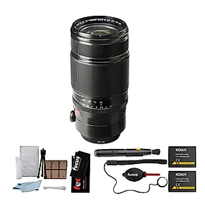 Fujifilm XF 50-140mm f/2.8 R LM OIS WR Lens Bundle with Cleaning Brush Tool, Two-Pack Rechargeable Battery and Dual Charger, Dust Blower, Cloth and Cap Keeper and Camera Accessory Kit (7 Items)