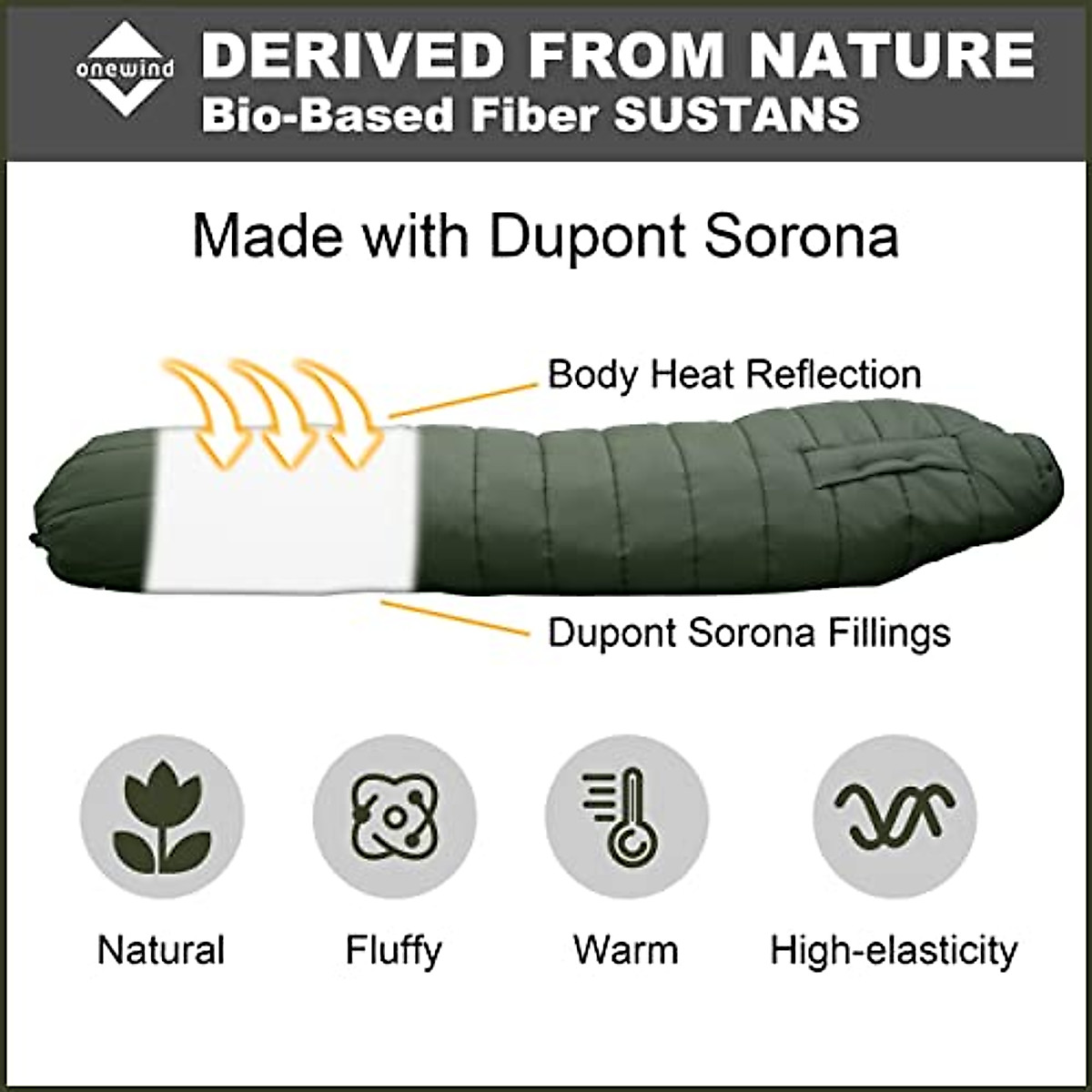 onewind XL Top Quilt with Footbox, Deluxe Quilt Poncho Recycled Nylon Fabric Dupont Sorona Filling Lightweight and Portable Hammock Over Quilt Sleeping Bag Alternative for Camping Backpacking Hiking