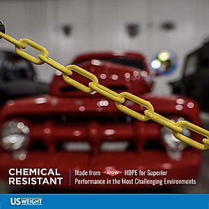 US Weight (Made in USA) 2" x 100' Black Plastic Safety Chain ft. SunShield UV Resistant Technology