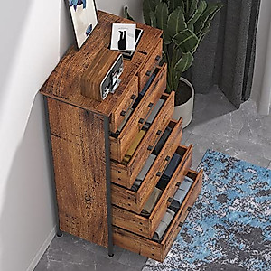 IKENO 7 Drawer Tall Dresser, Industrial Wood Storage Clothes Organizer, Sturdy Steel Frame for Bedroom