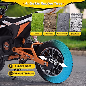 Blitzshark 24V Kids Electric Dirt Bike 250W Off-Road Bike Motocross Powerful Motorcycle for Kids, with 13.67MPH Fast Speed, Rubber Tires, Twist Grip Throttle, Metal Suspension & Leather Seat, SRK-MC10