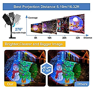Wisely Christmas Projector Lights Outdoor,HD Effects Projection Light for Xmas Halloween Party Garden Decorations Easy to Switch Holiday Logos IP65 Waterproof