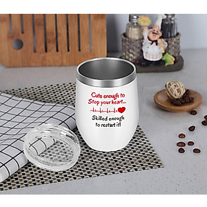 Cosictic Cute Enough Skilled Enough Nurse Wine Tumbler, Funny Nurse's Day Birthday Gifts for Nurse New Nurse Doctor, Nurse Gifts 12 Oz Insulated Stainless Steel Wine Tumbler