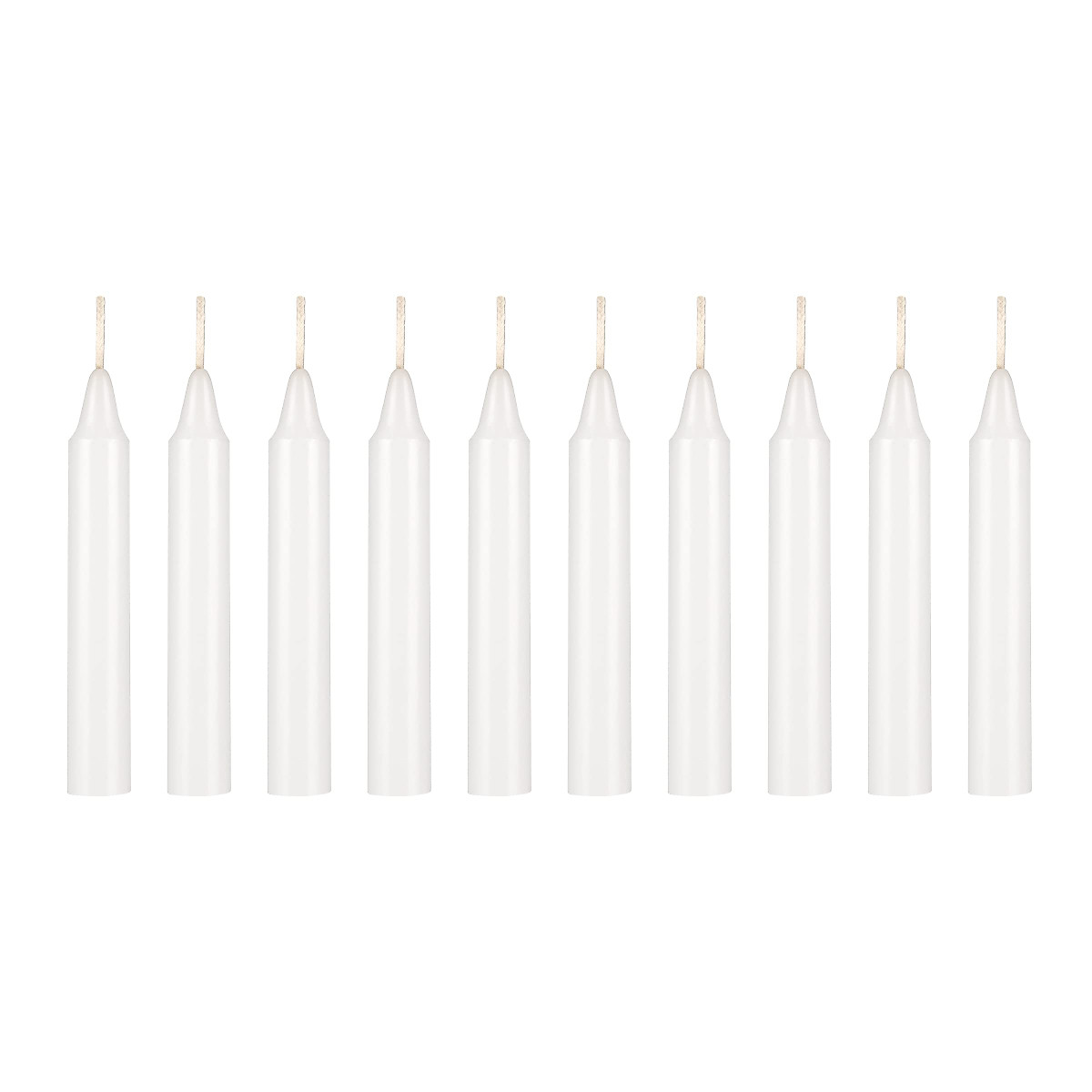 Mega Candles 10 pcs Unscented White 5 Inch Taper Candles, Multi Purpose, Household General Usage, Emergency Lighting, Church, Prayer Vigils, Religious Ceremonies