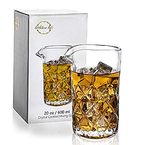Lighten Life Cocktail Mixing Glass,20oz Mixing Glass with Thick Bottom,Premium Old Fashioned Bar Mixer Glass for Stirring Drinks,Professional Stirring Glass Cocktail beaker