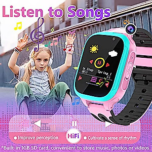 LITEYPP Kids Smart Watches Girls Boys, Smart Watch for Kids Ages 4-12 Yrs, Kids Smartwatch with Calling Dual Camera 14 Learning Games Video Music Flashlight, Boys Girls Birthday(Pink)