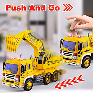 TOYABI 1:16 Scale Realistic Construction Dump Truck Toy Set with Lights & Sounds - Perfect for Boys Age 3-7