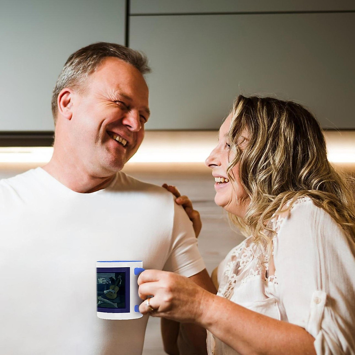 3dRose Picasso Painting Of 1903 The Old Guitarist Ceramic Mug, Blue/White