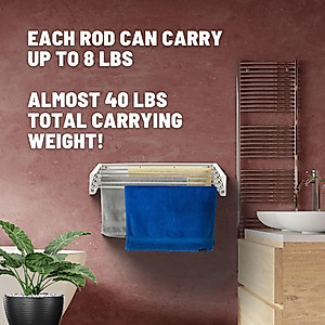 NEBU Clothes Laundry Drying Rack 28”- an Elegant Wall-Mounted Hanger, Folding Stainless Steel Collapsible, Space Saver with 12 Linear feet, Drying Capacity 27lbs