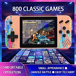 Handheld Game Console, Retro Game Console Built-in 800+ Classic Games, 3.5-inch Portable Game Console, AV Output Video Game Console Screen HD Screen Hand Held Games Gifts for Kids and Adults (Pink)