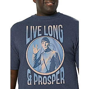 Star Trek Men's Original Series Spock Live Long T-Shirt, Navy Blue Heather, 5X-Large