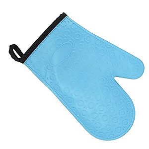 Silicone Oven Mitt, Kitchen Baking Glove High Temperature Retardant for Cooking (Blue)
