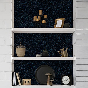 CHIHUT Black Blue Glitter Wallpaper Peel and Stick 15.7''x100'' Sparkle Glitter Contact Paper for Walls Self Adhesive Black Shiny Wallpaper Removable Fabric Wallpaper Decorative for Cabinets Crafts