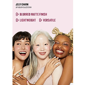 Kaja Lip & Blush Glazed Keychain Stain - Jelly Charm 04 Fig Soda | with Triple Berry Complex, Lemon Fruit Extract & Olive Squalane, Hydrating, Long Lasting Lip Tint