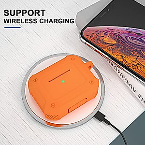 ATUAT for AirPods Pro 1st/2nd Generation Case Cover, Full Rugged Protective Silicone Case Accessories with Keychain for Apple AirPods Pro, Front LED Visible, Bright Orange