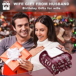 to My Wife Blanket Wife Christmas Birthday Gift Ideas Wedding Anniversary Romantic Gifts for Her Women Birthday for Wife from Husband Wife Gifts Wife Blanket 60" x 50" (Red)