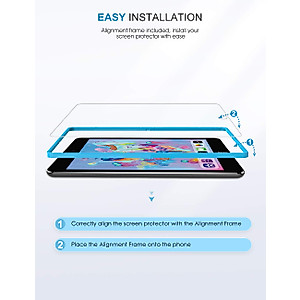 SPARIN 3 Pack Glass Screen Protector Compatible with iPad 6th 5th Generation 9.7 inch/iPad Air 2, Tempered Glass, Alignment Frame