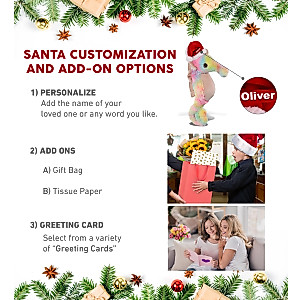 DolliBu Santa Rainbow Seahorse Stuffed Animal Plush Toy - Wild Animal Dress Up with Red Santa Claus Hat, Cute Wildlife Gift, Perfect Holiday with Name Personalization - 15 Inches